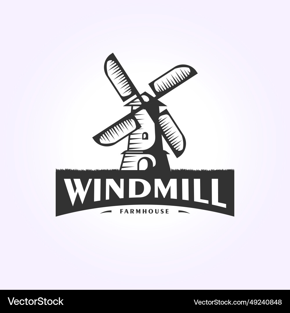 Vintage windmill logo template retro farmhouse Vector Image