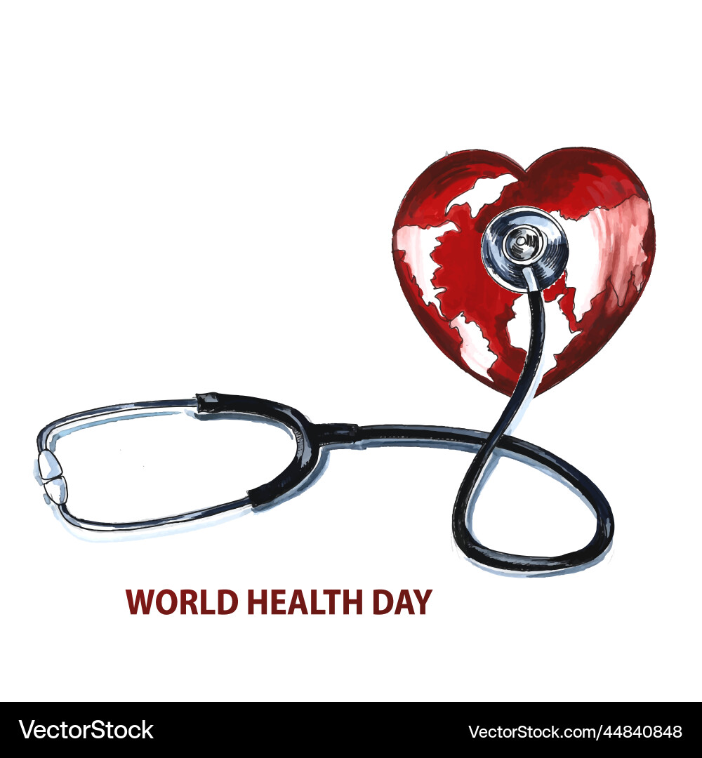 World health day with map shape heart Royalty Free Vector