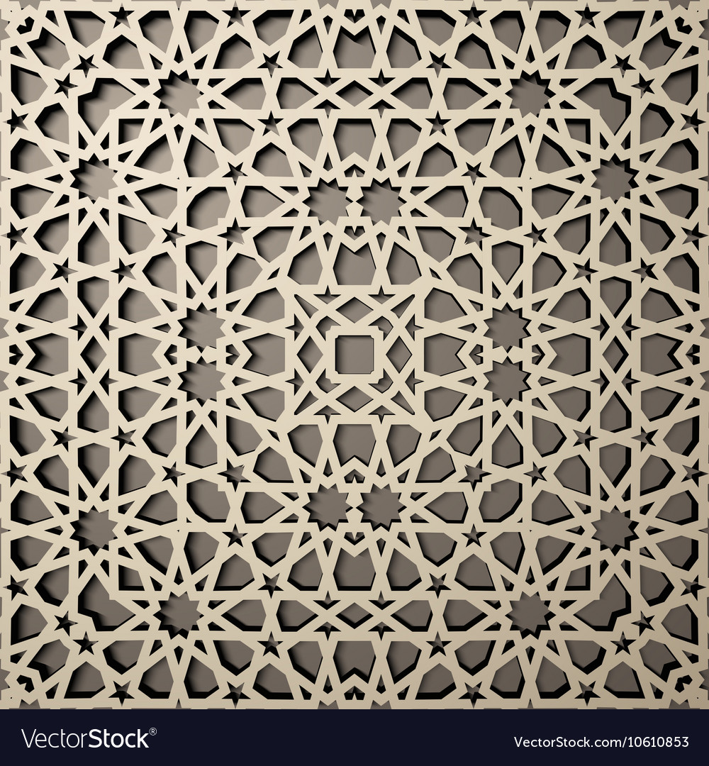Background with 3d seamless pattern in islamic Vector Image