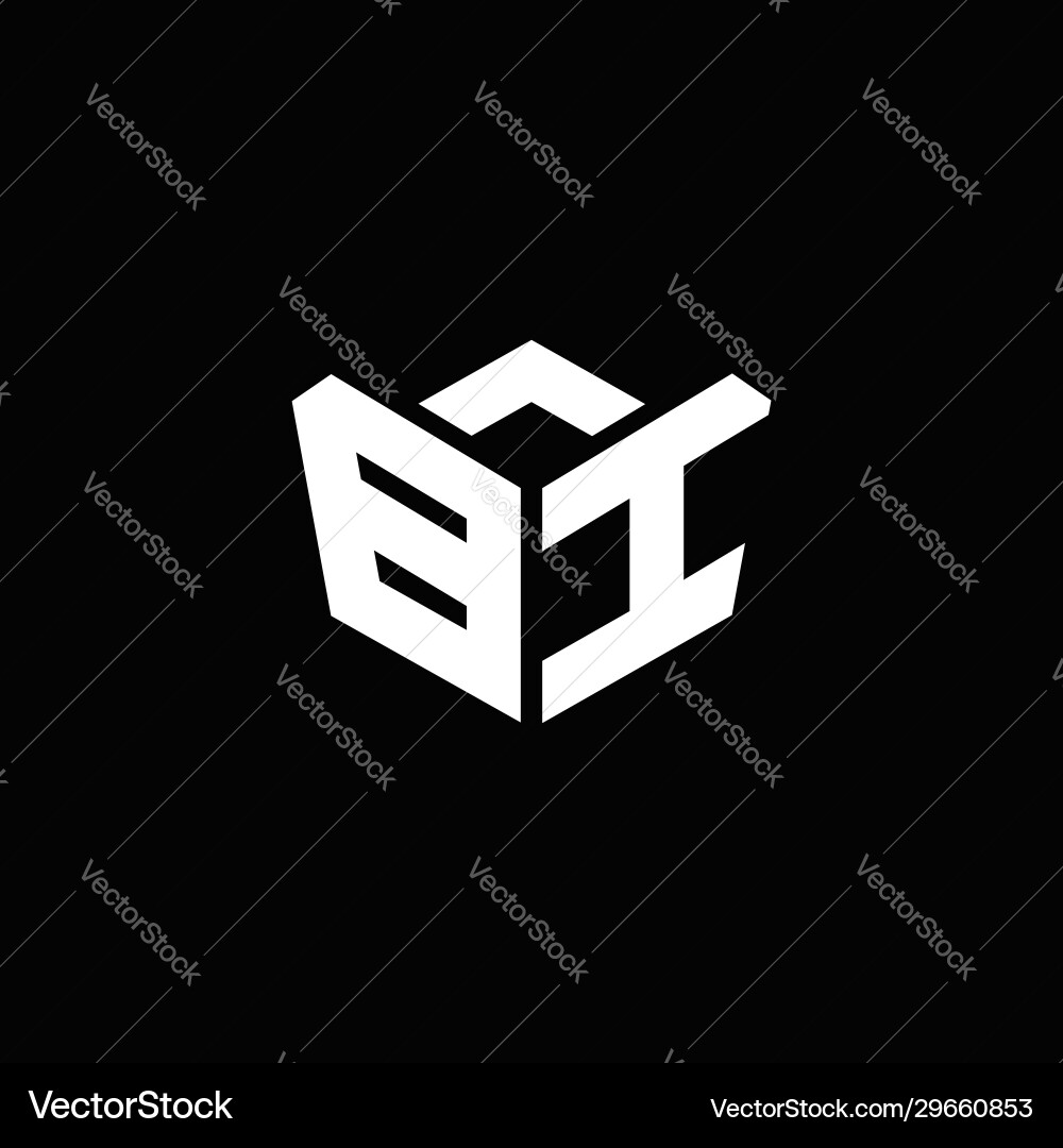 Bi logo monogram with emblem style ribbon design Vector Image