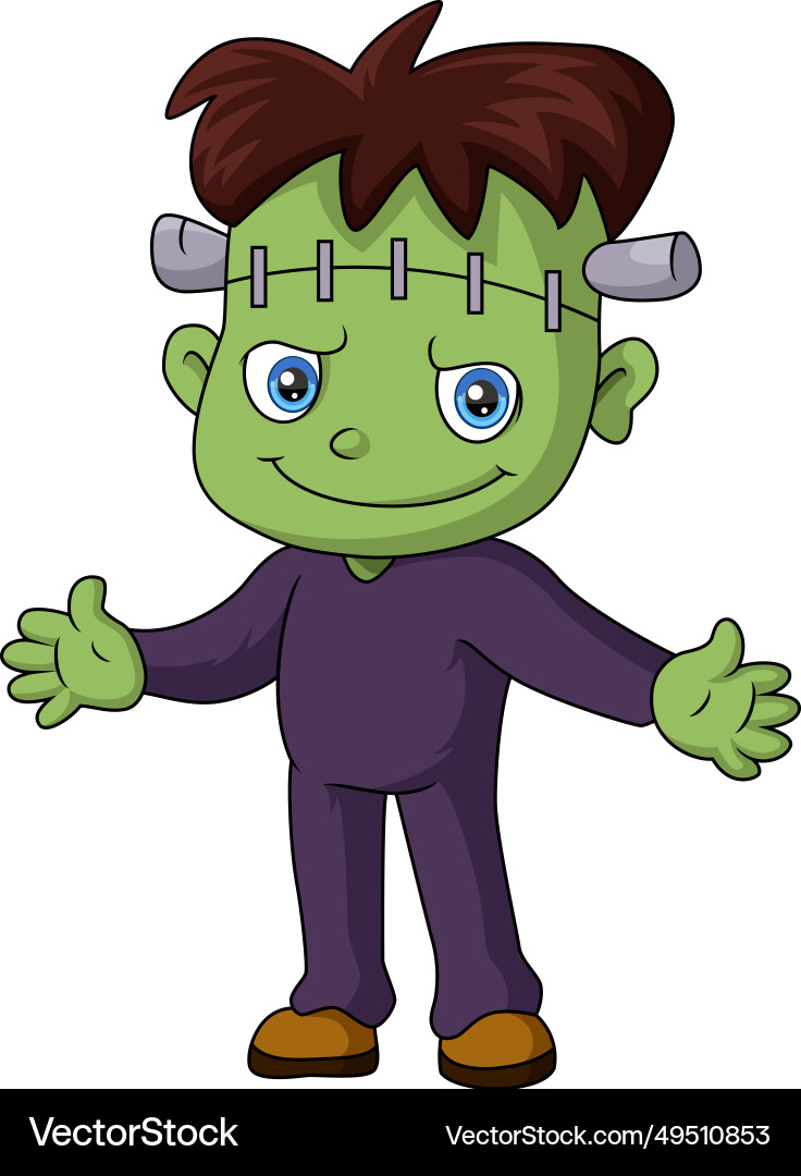 Cute halloween zombie boy on white background Vector Image