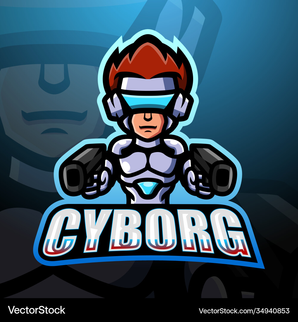 Cyborg mascot esport logo design Royalty Free Vector Image