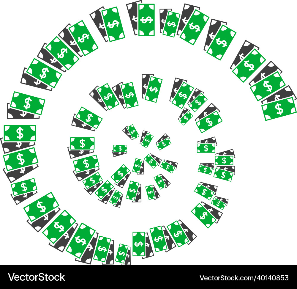 Dollar banknotes icon spiral rotation mosaic Vector Image