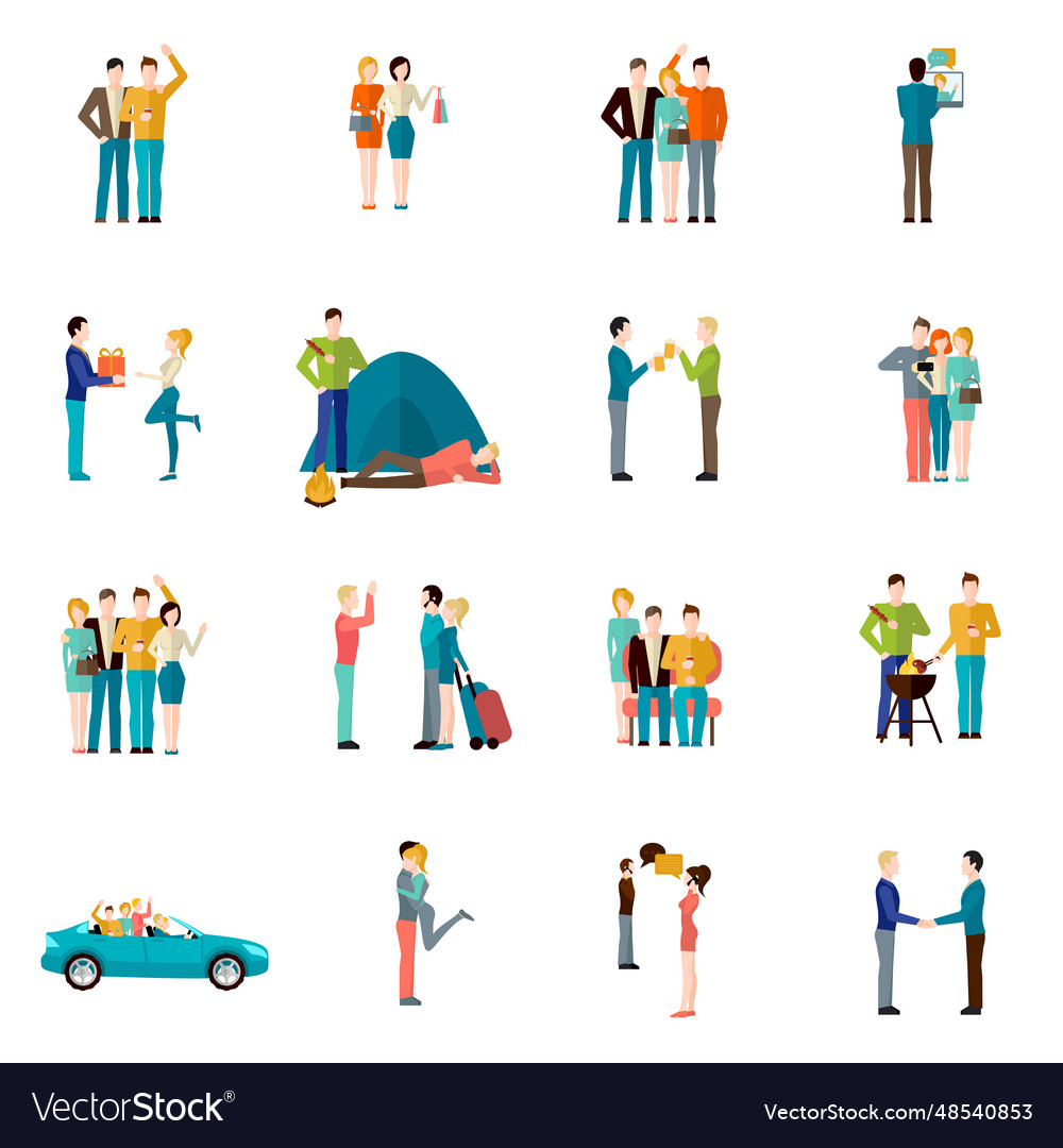 Friends icons set Royalty Free Vector Image - VectorStock