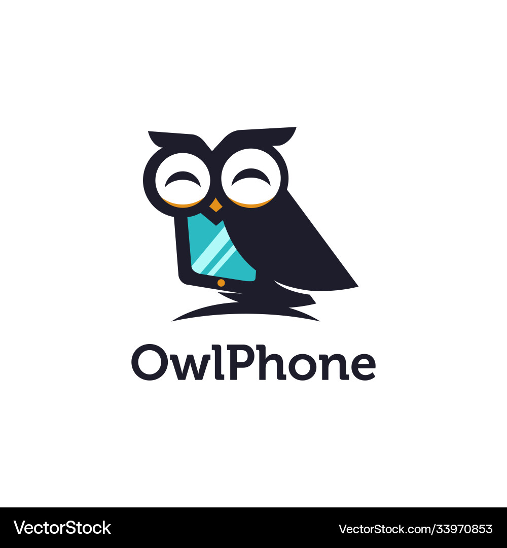 Fun mascot owl phone logo icon template Royalty Free Vector