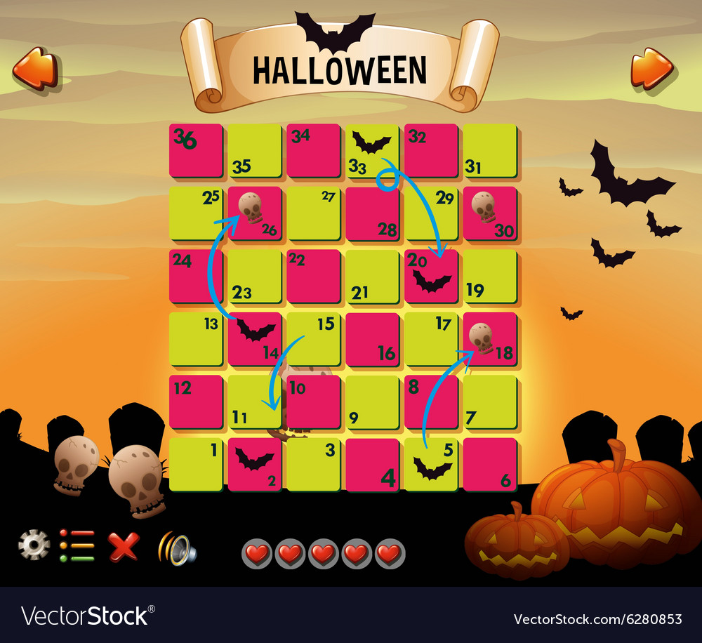 Game template with halloween theme Royalty Free Vector Image
