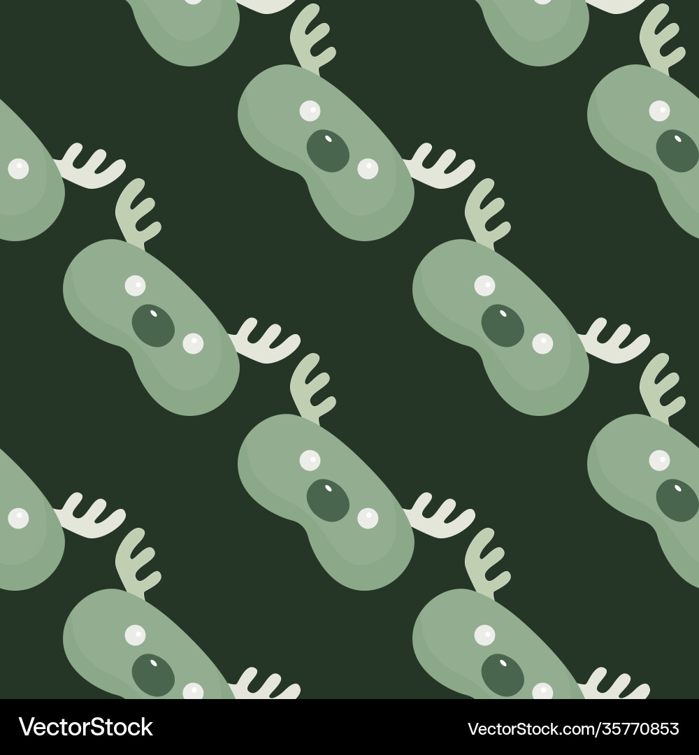 Mask deer light green color geometric seamless Vector Image