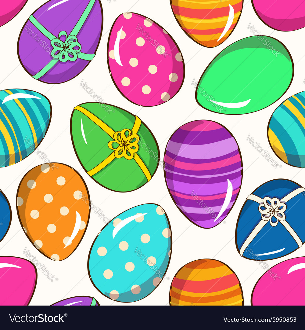 Seamless pattern of funny easter eggs Royalty Free Vector