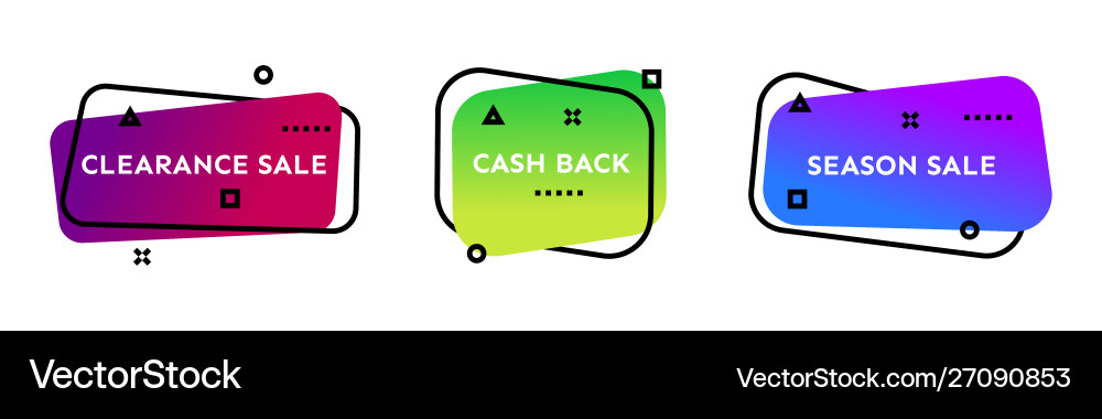 Set three colorful geometric trendy banners Vector Image