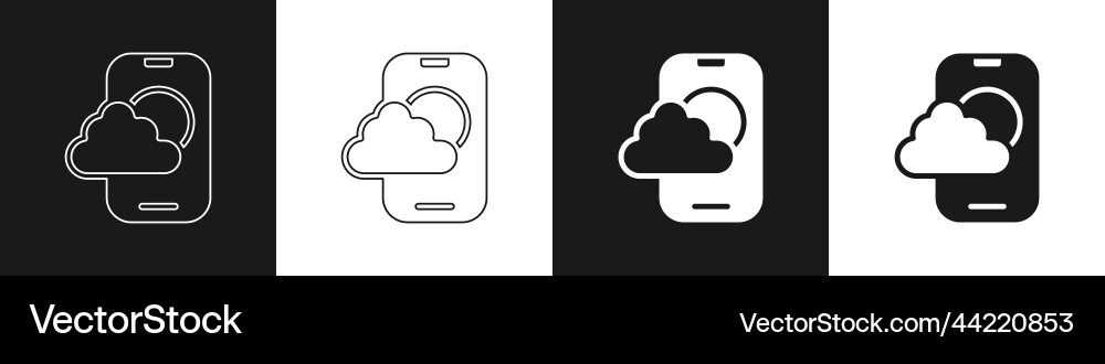 Set weather forecast app icon isolated on black Vector Image