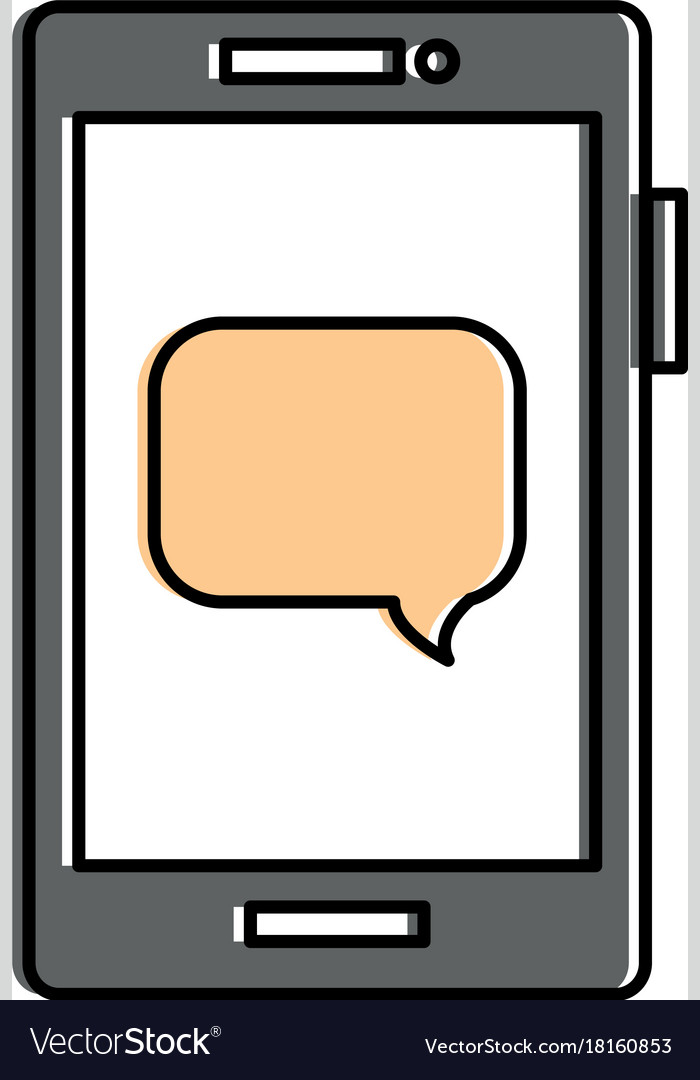 Smartphone device with speech bubble Royalty Free Vector