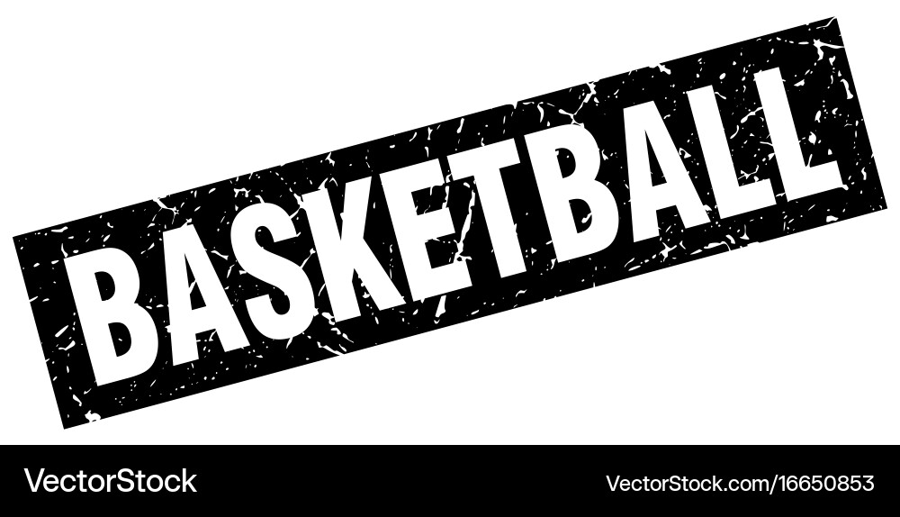 Square grunge black basketball stamp Royalty Free Vector