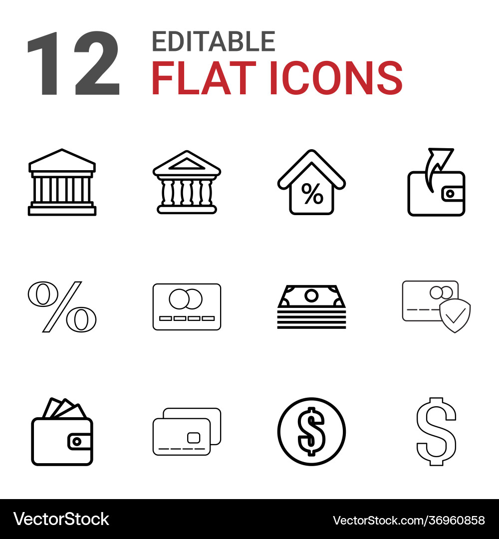 12 bank icons Royalty Free Vector Image - VectorStock