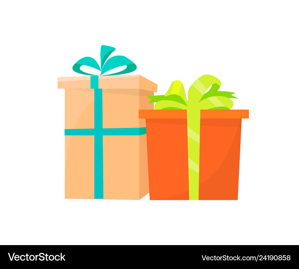 Boxes icons gifts present in color wrapping Vector Image