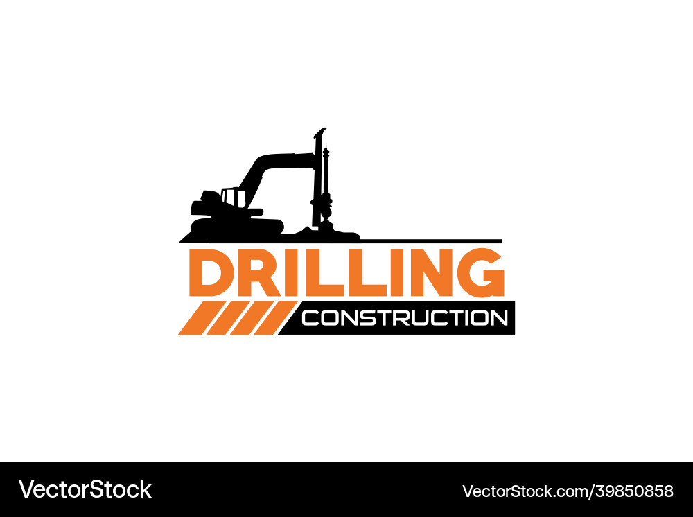 Contractor trench digger and drilling rig logo Vector Image