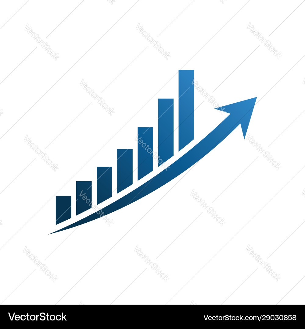 Finance growth chart graphic bars up rising arrow Vector Image