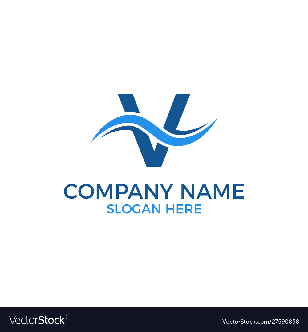 Letter v logo with wave template Royalty Free Vector Image