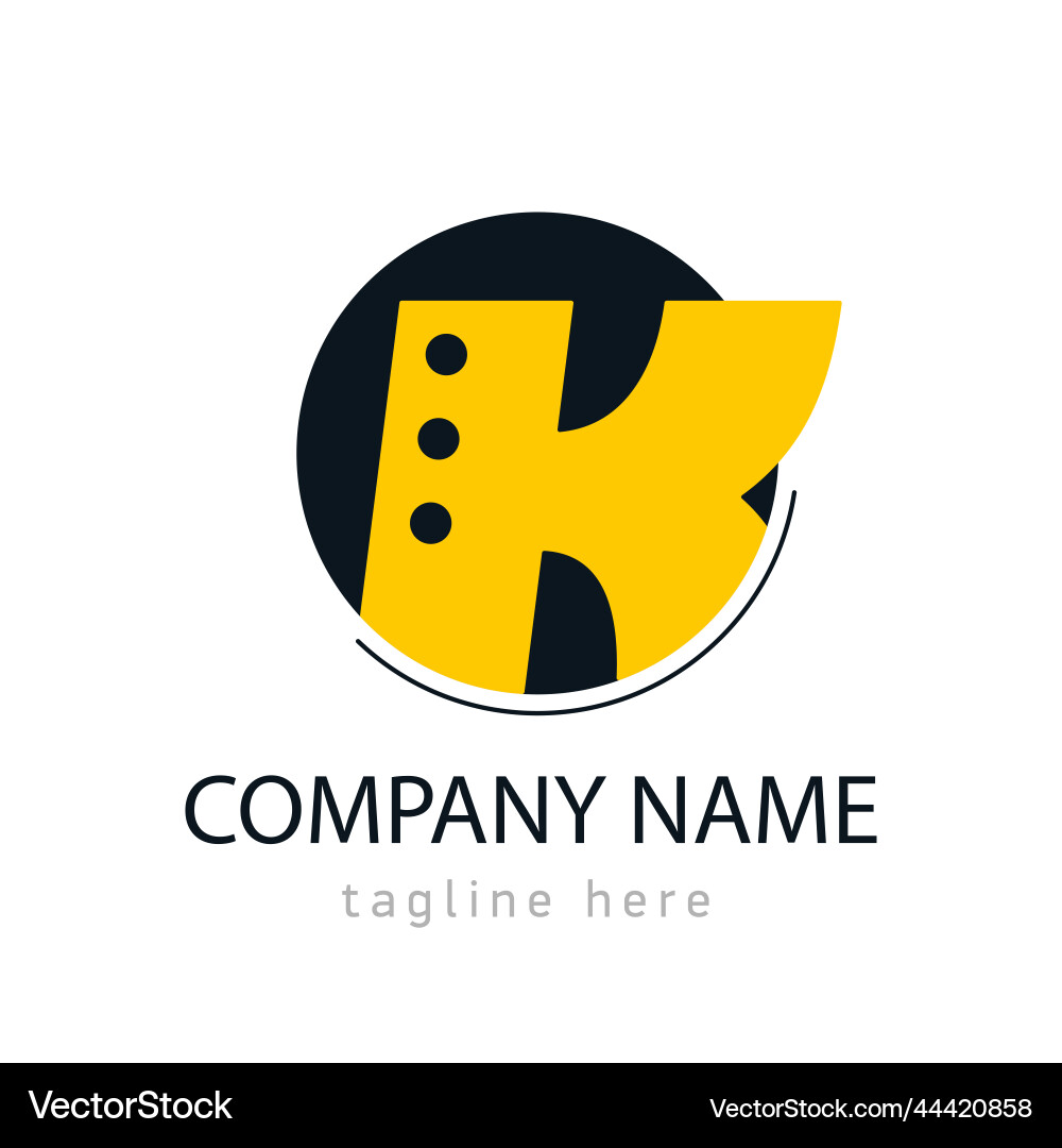 Logo emblem monogram k letter in black circle Vector Image