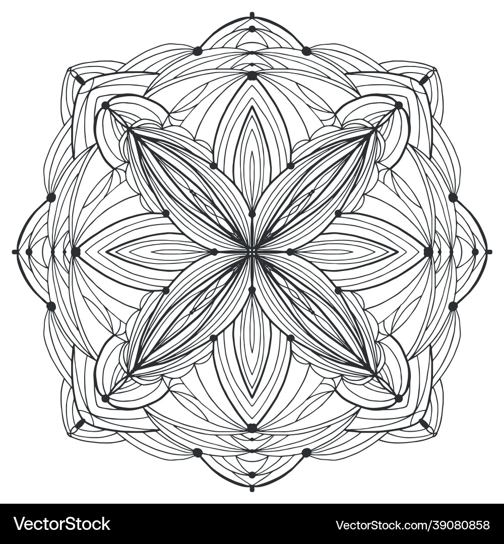 Mandala flower pattern coloring book for stress Vector Image