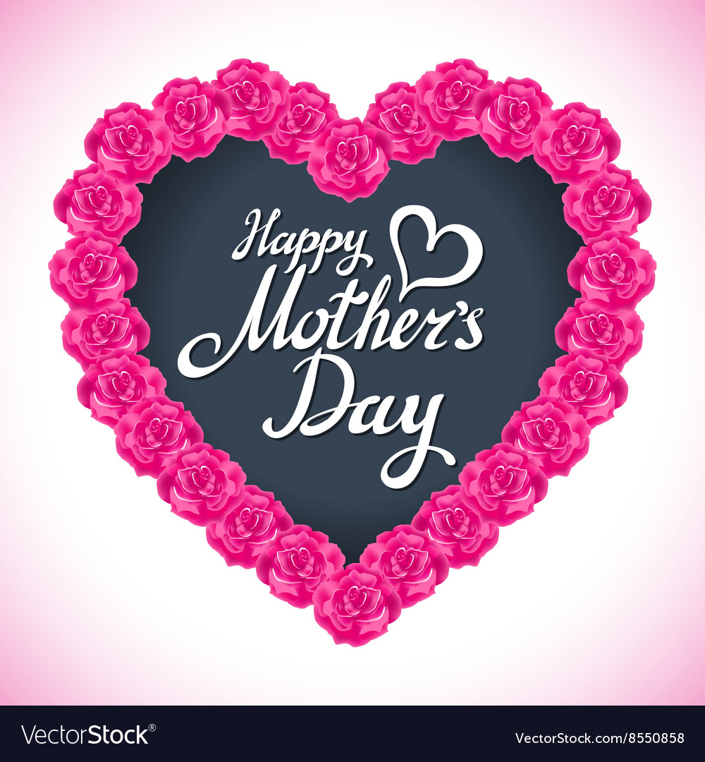Pink rose mother day heart made of purple roses Vector Image