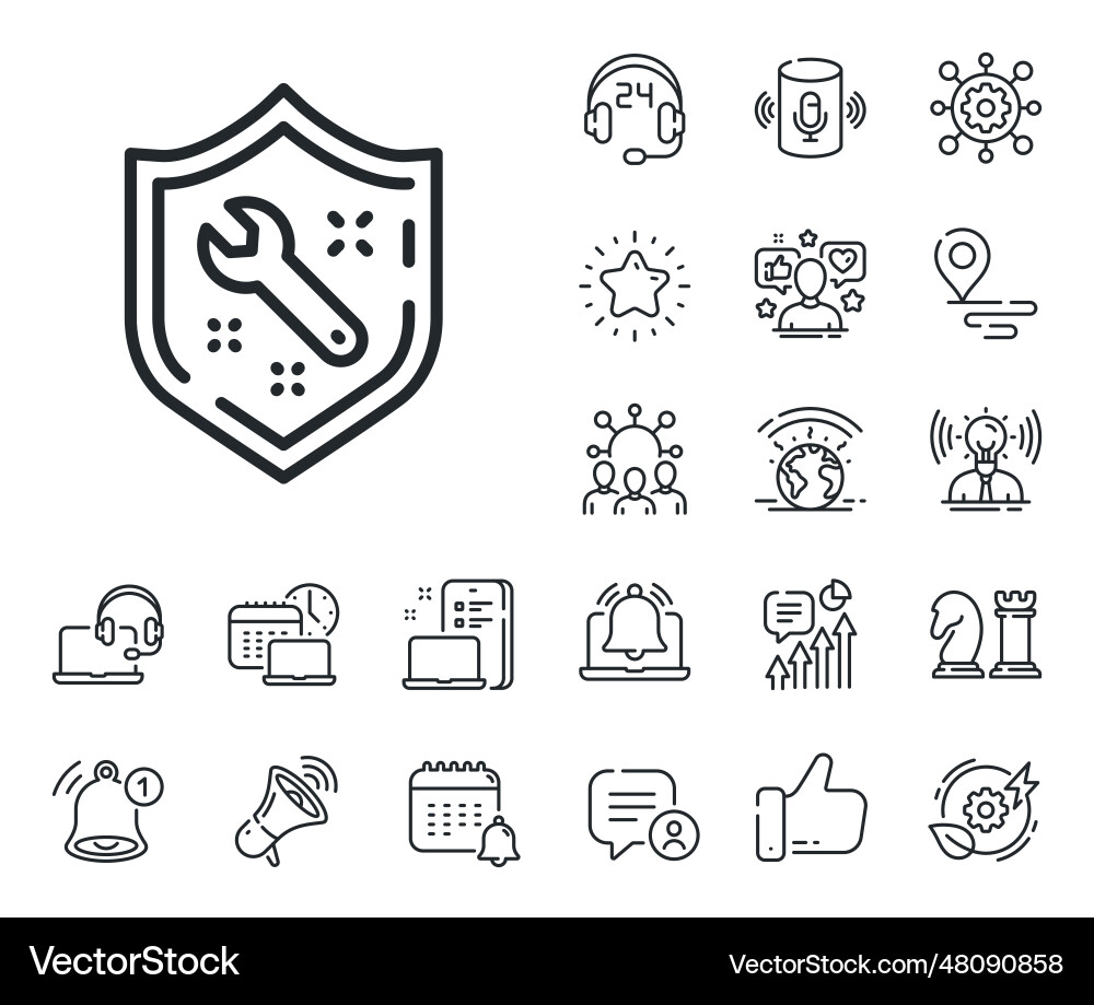 Spanner tool line icon repair service sign place Vector Image