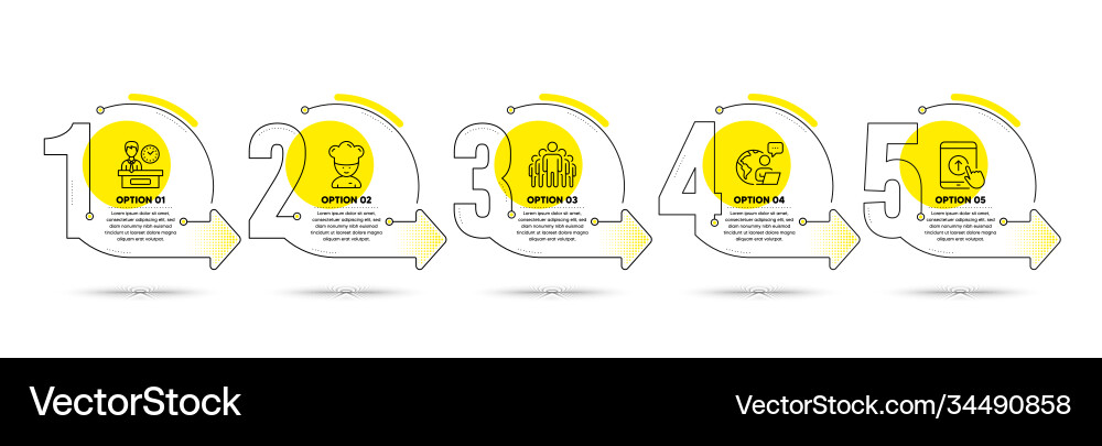 Swipe up presentation time and group icons set Vector Image