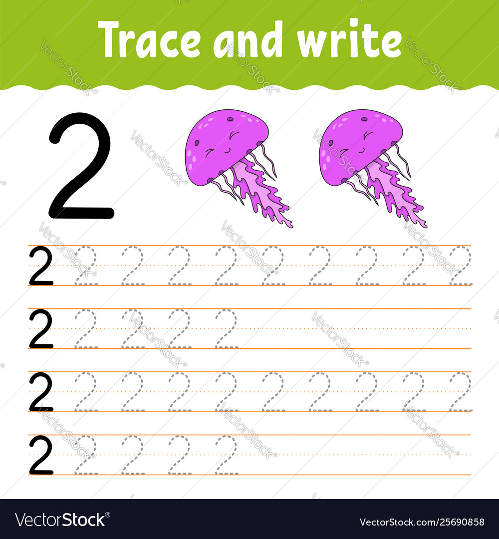 Trace and write handwriting practice learning Vector Image