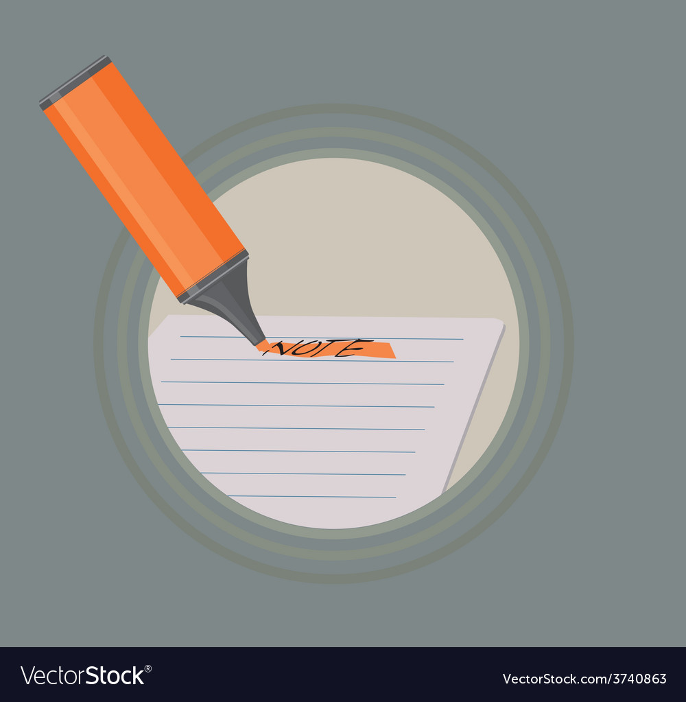A highlighter marking note Royalty Free Vector Image