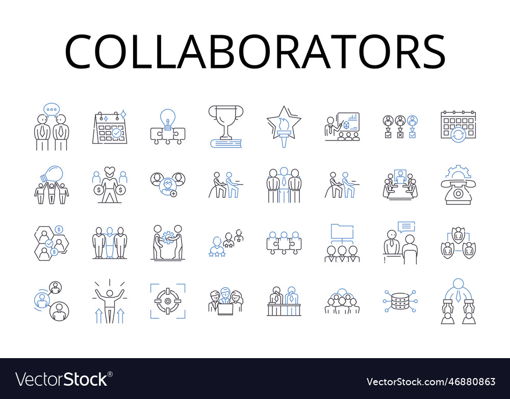 Collaborators line icons collection associates Vector Image Collaborators line icons collection associates Vector Image