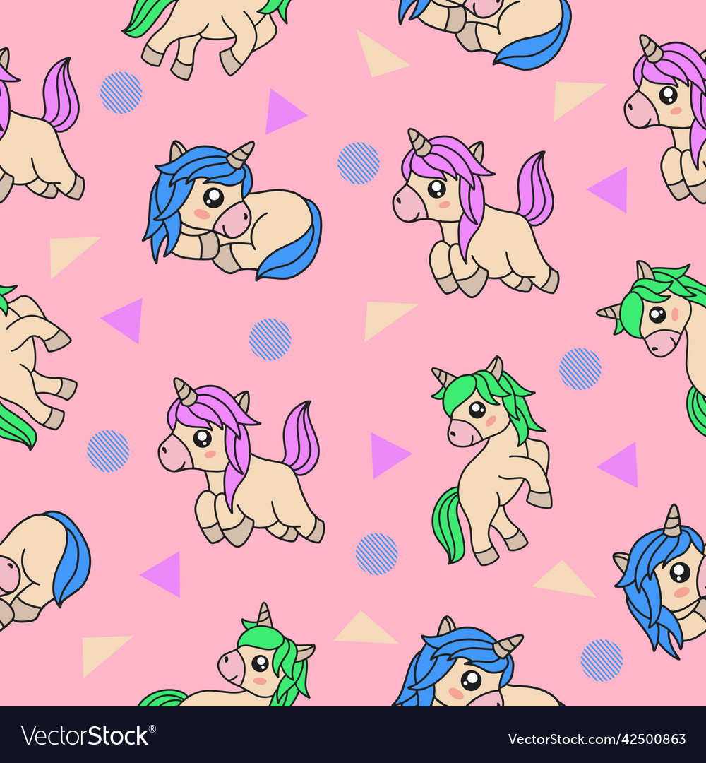 Cute animal magical unicorn horse seamless Vector Image