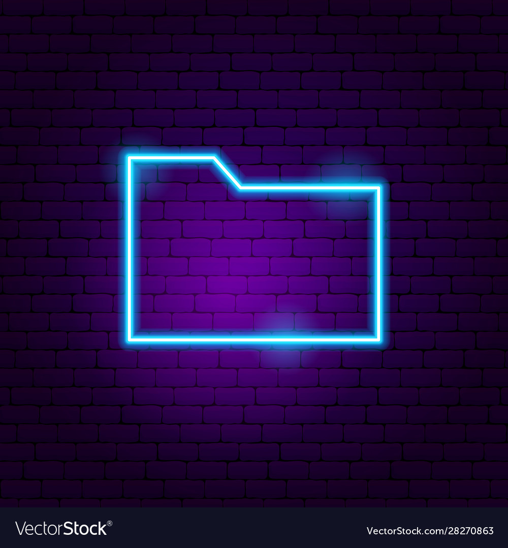 Data folder neon sign Royalty Free Vector Image
