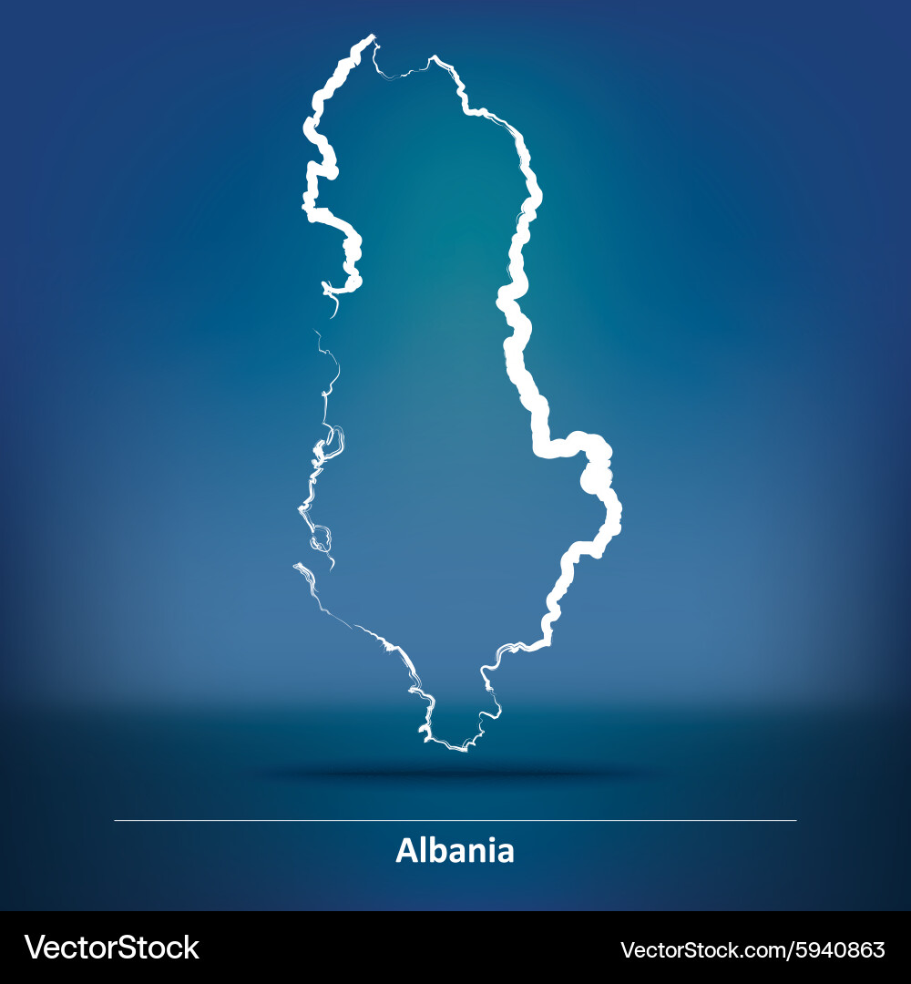 Doodle map of albania Royalty Free Vector Image