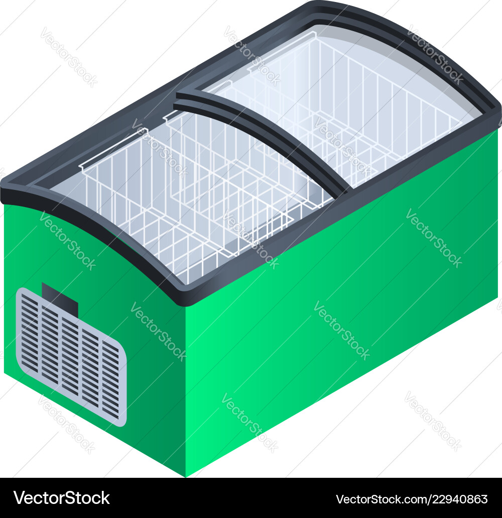 Green commercial fridge icon isometric style Vector Image