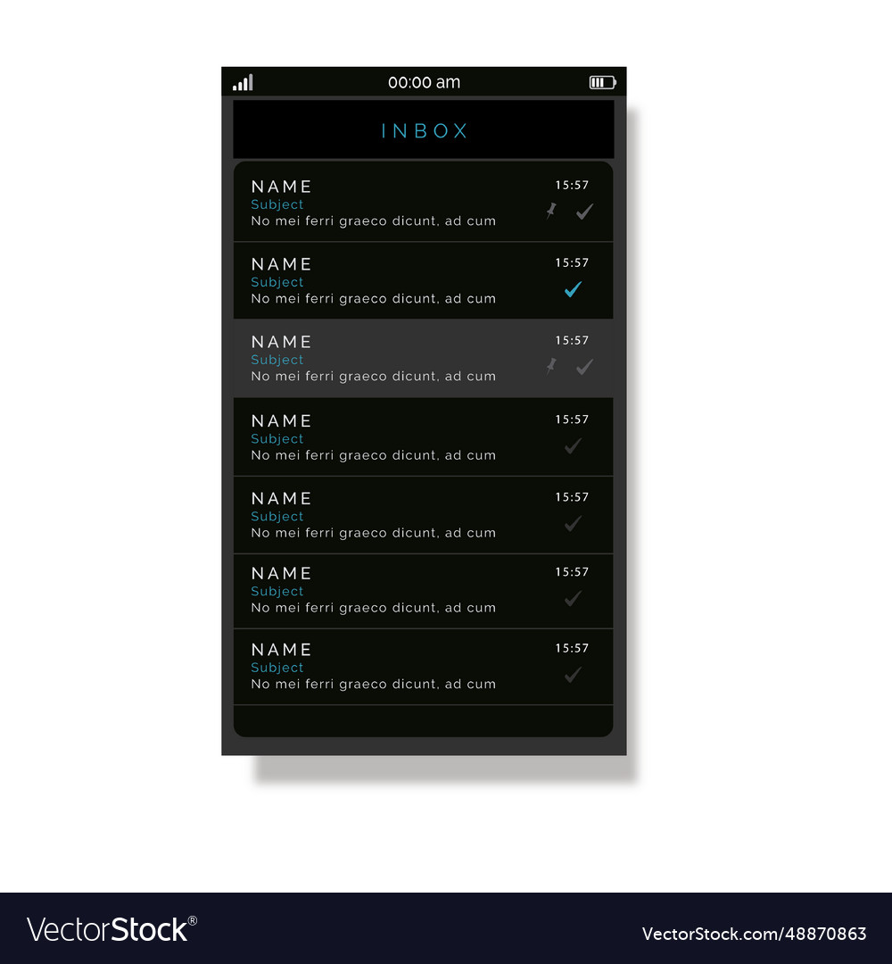 Grey message inbox user interface Royalty Free Vector Image