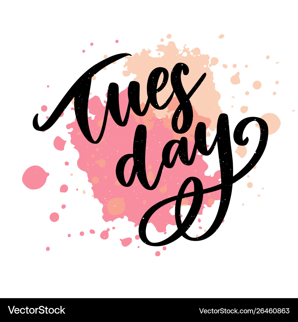 Hello tuesday words quote design hand drawn ink Vector Image
