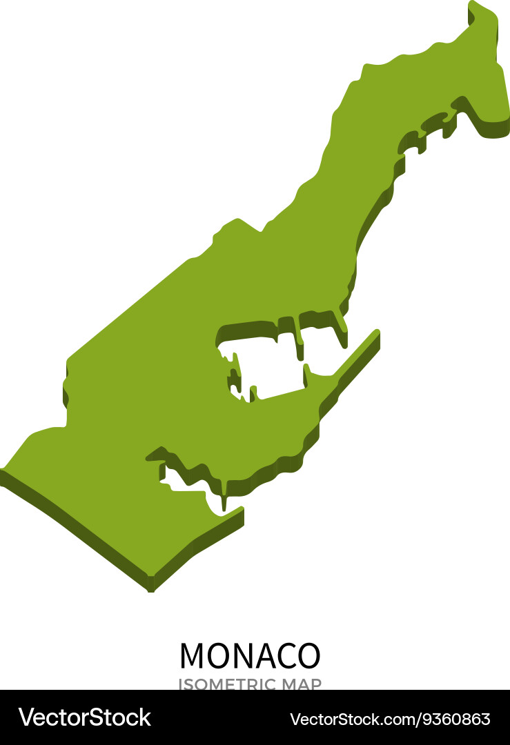 Isometric map of monaco detailed Royalty Free Vector Image