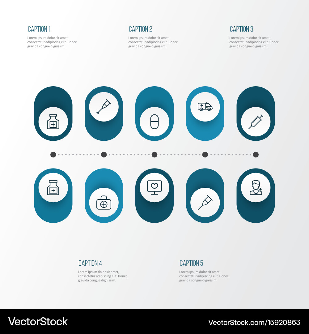Medicine outline icons set collection Royalty Free Vector