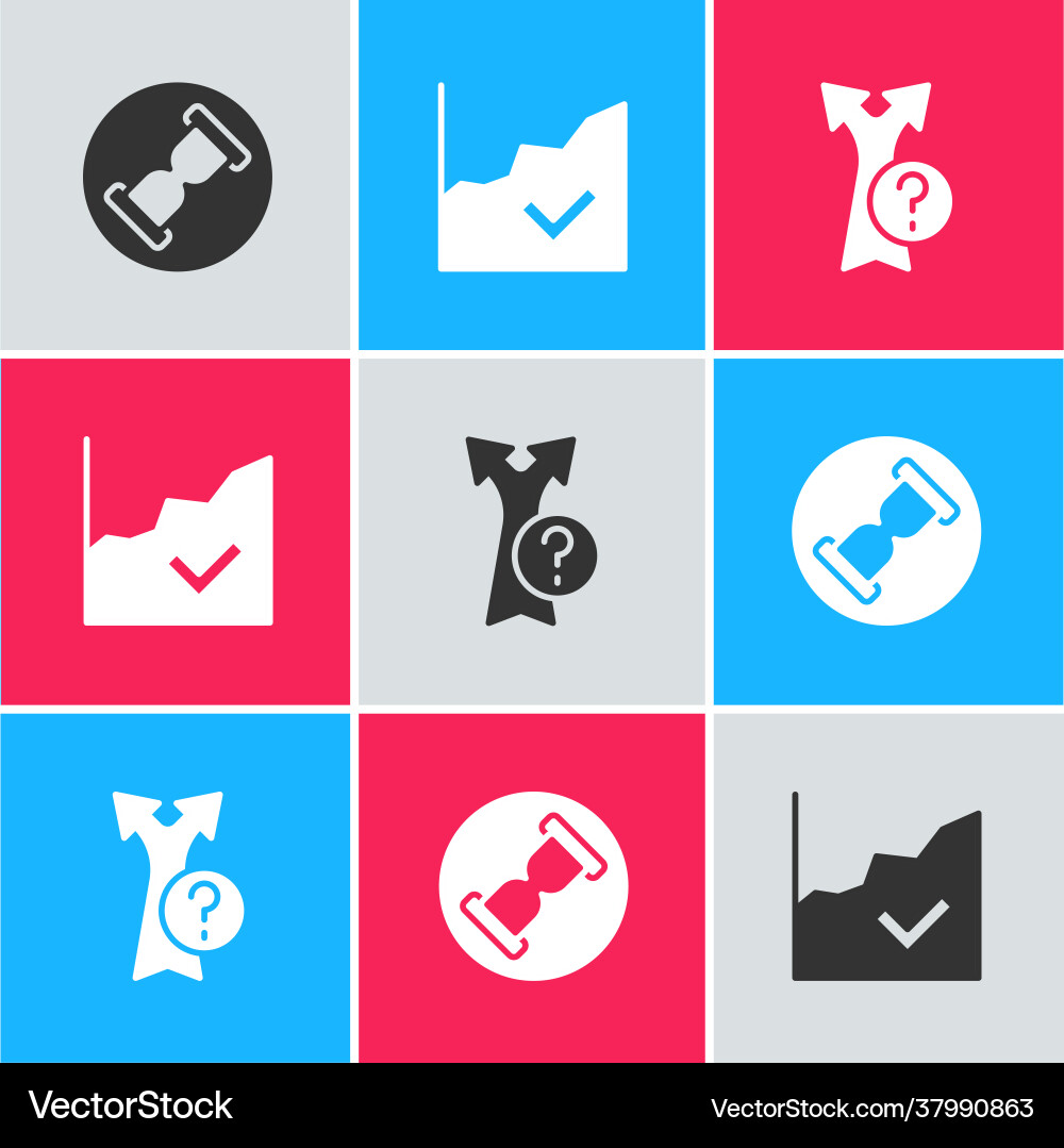 Set old hourglass with sand financial growth Vector Image