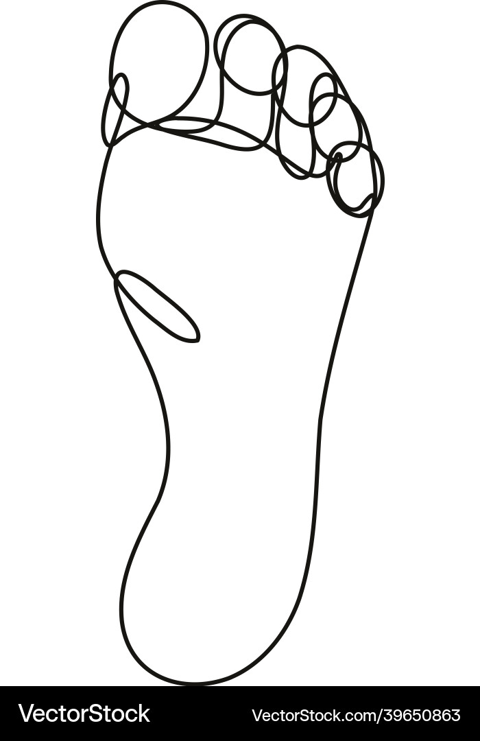 Sole of foot continuous line drawing Royalty Free Vector