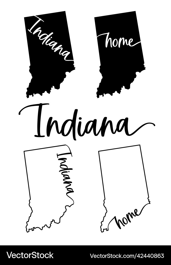 Stylized map of the us indiana state Royalty Free Vector