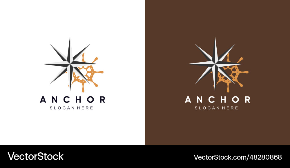 Anchor marine logo design with icon compasswheel Vector Image