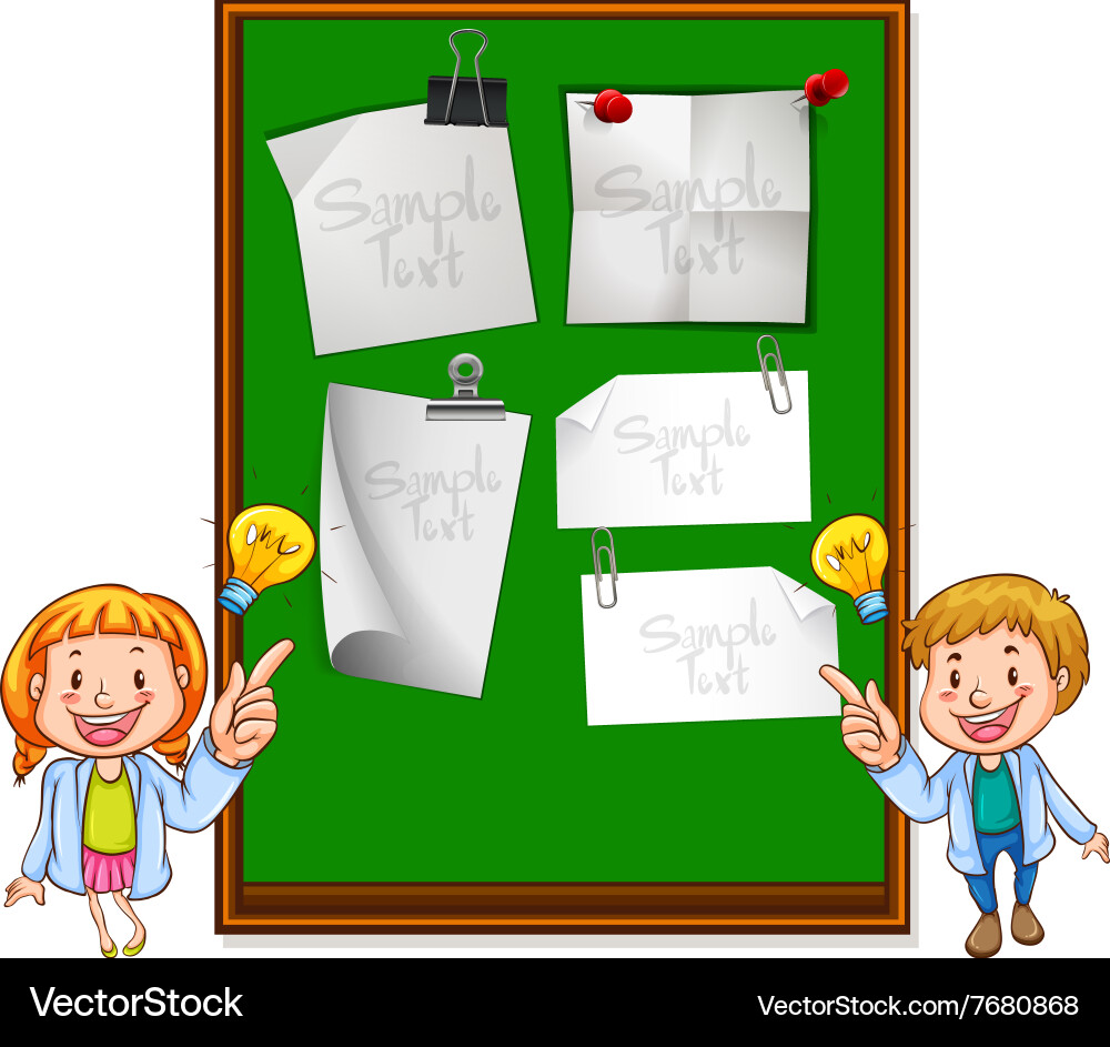 Border design with notes on board Royalty Free Vector Image