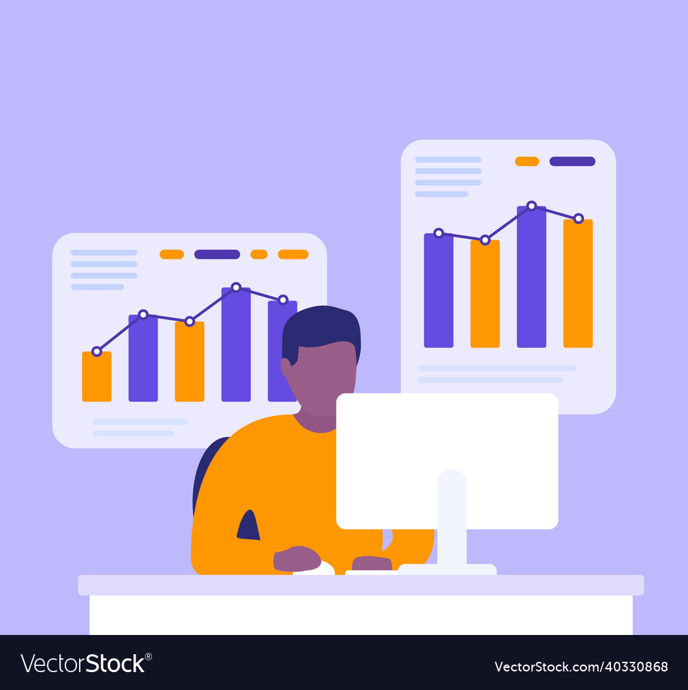 Business analyst a man working with data Vector Image