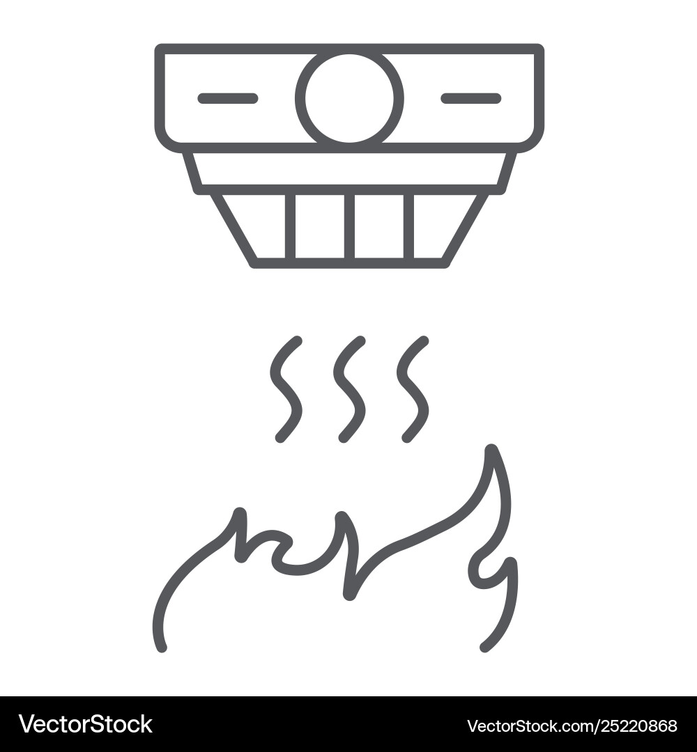 Fire detector thin line icon alarm and equipment Vector Image