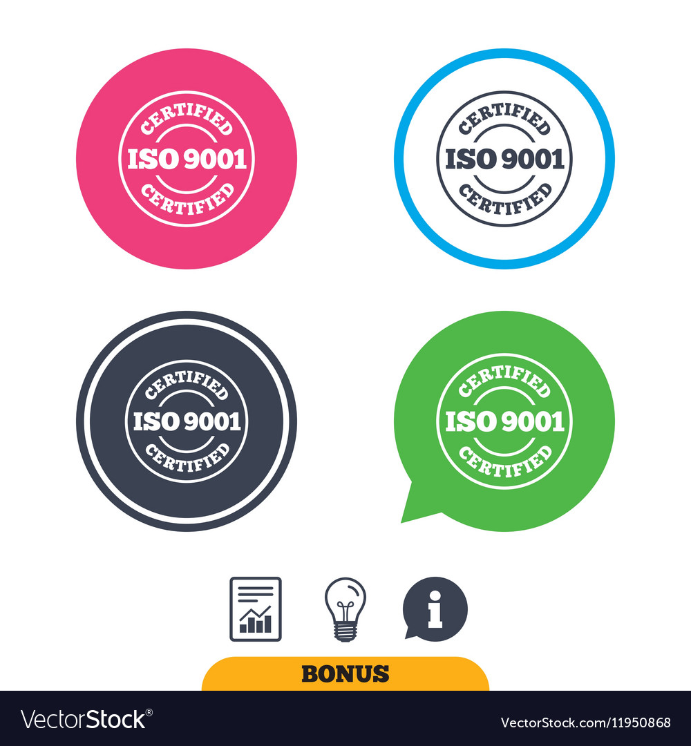 Iso 9001 certified sign certification stamp Vector Image