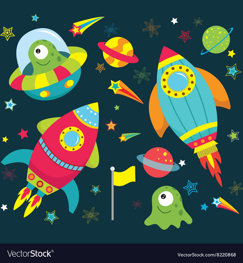 Outer space element set Royalty Free Vector Image
