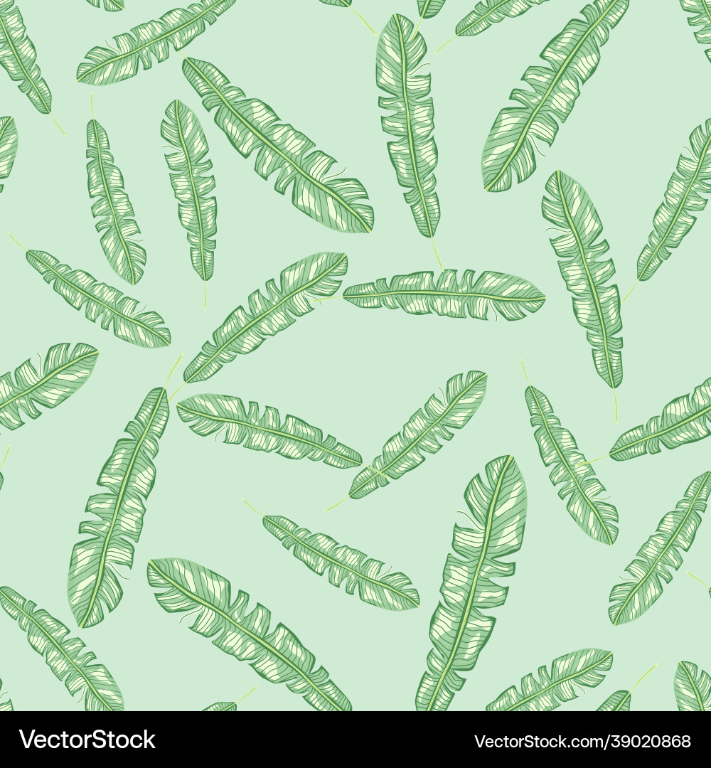 Random green palm leaves tropical seamless Vector Image