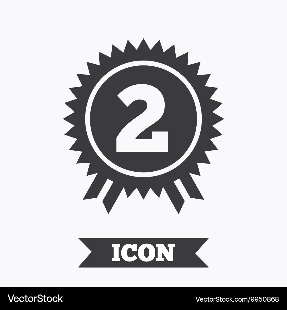 Second place award sign icon prize for winner Vector Image
