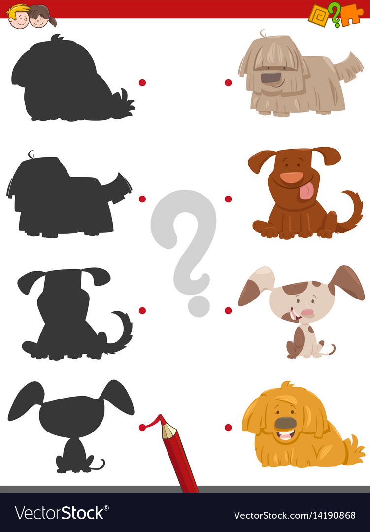 Shadow activity with cartoon dogs Royalty Free Vector Image