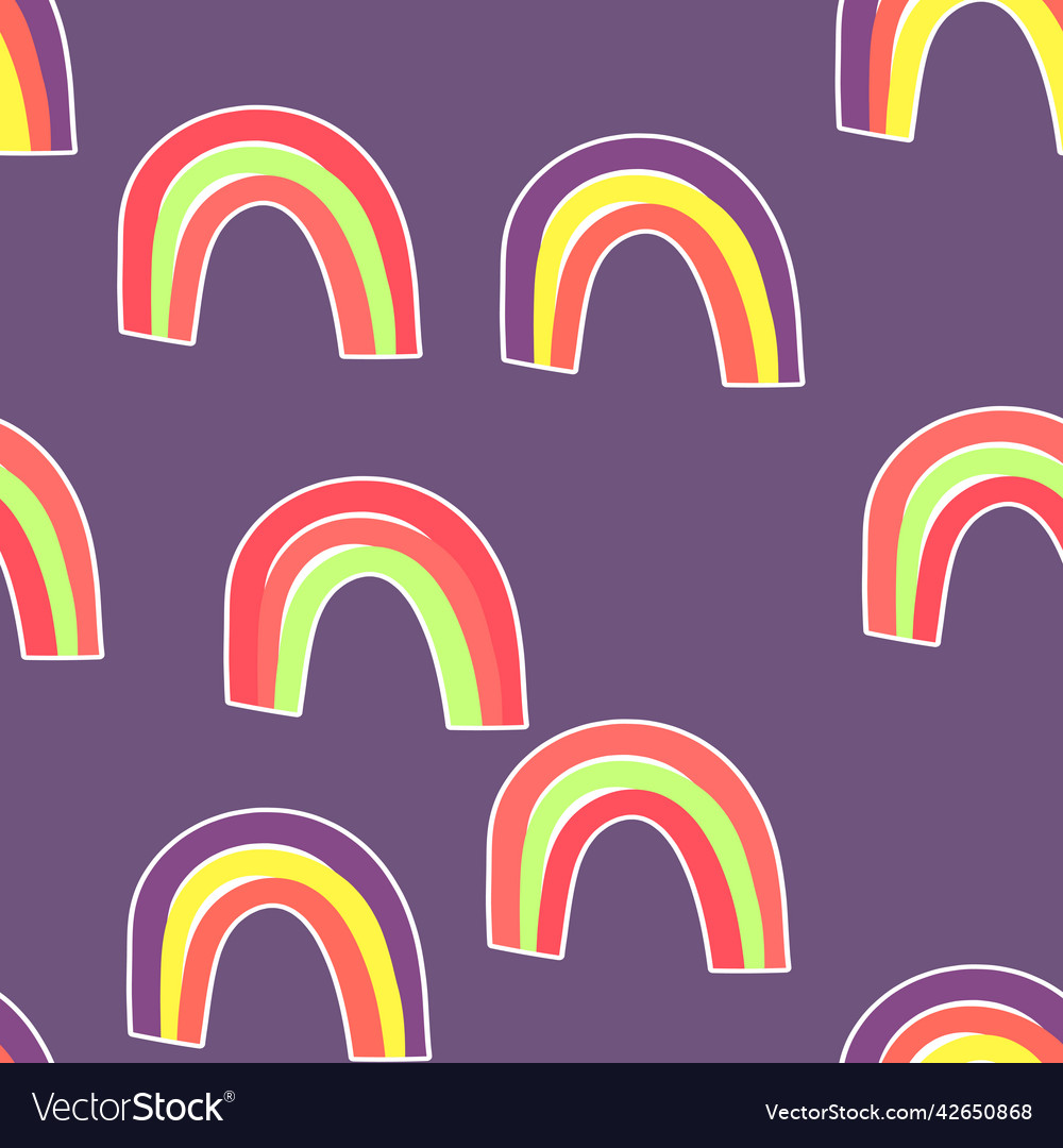 Trendy seamless pattern with colorful rainbow Vector Image